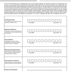 Understanding Your Inner Child’s Influence Worksheet (fillable ...