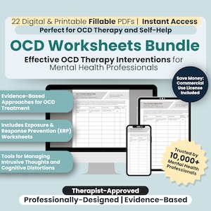 OCD Worksheets Bundle,22 Fillable/printable PDF Templates,obsessive ...