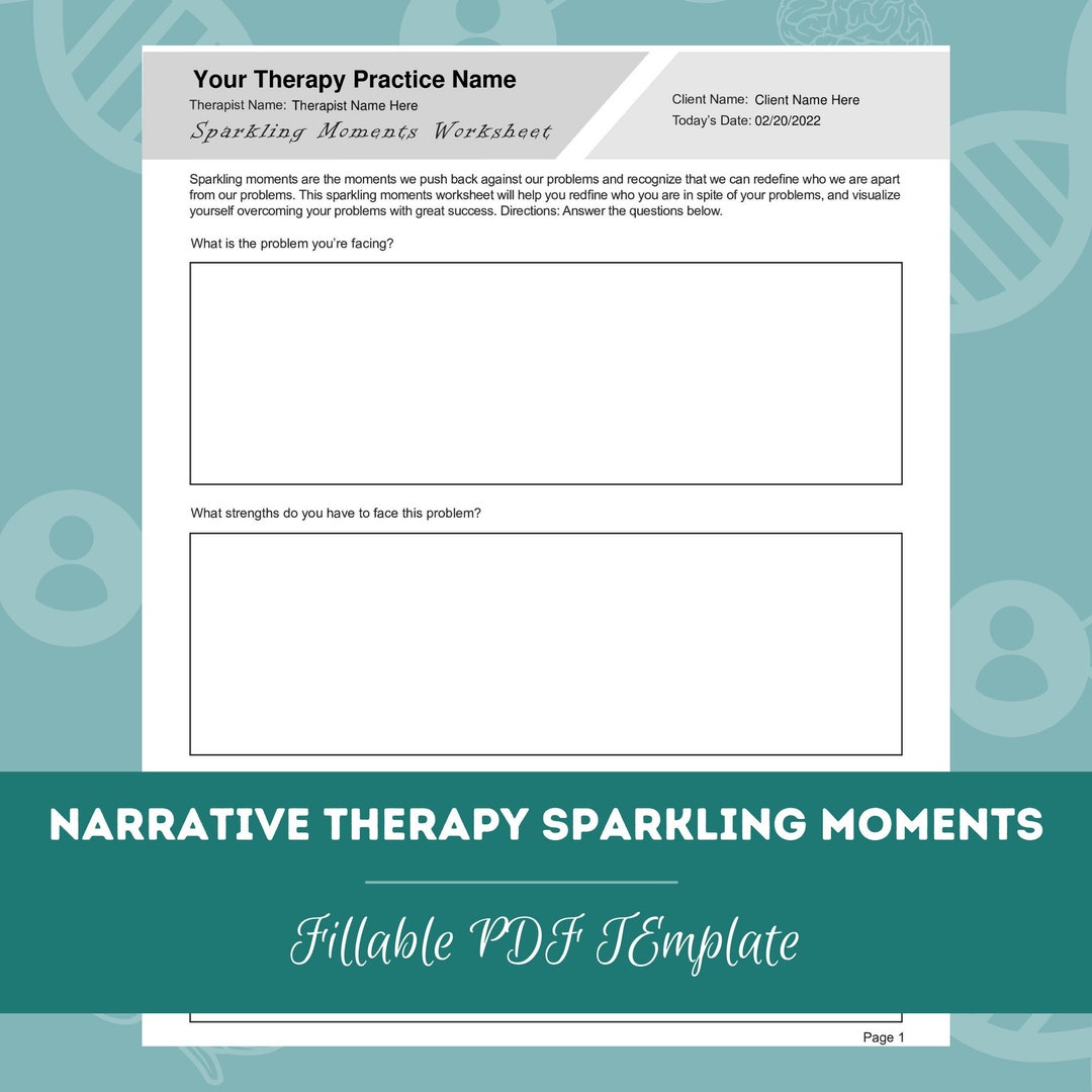 Narrative Therapy Sparkling Moments Worksheet | Editable / Fillable PDF ...