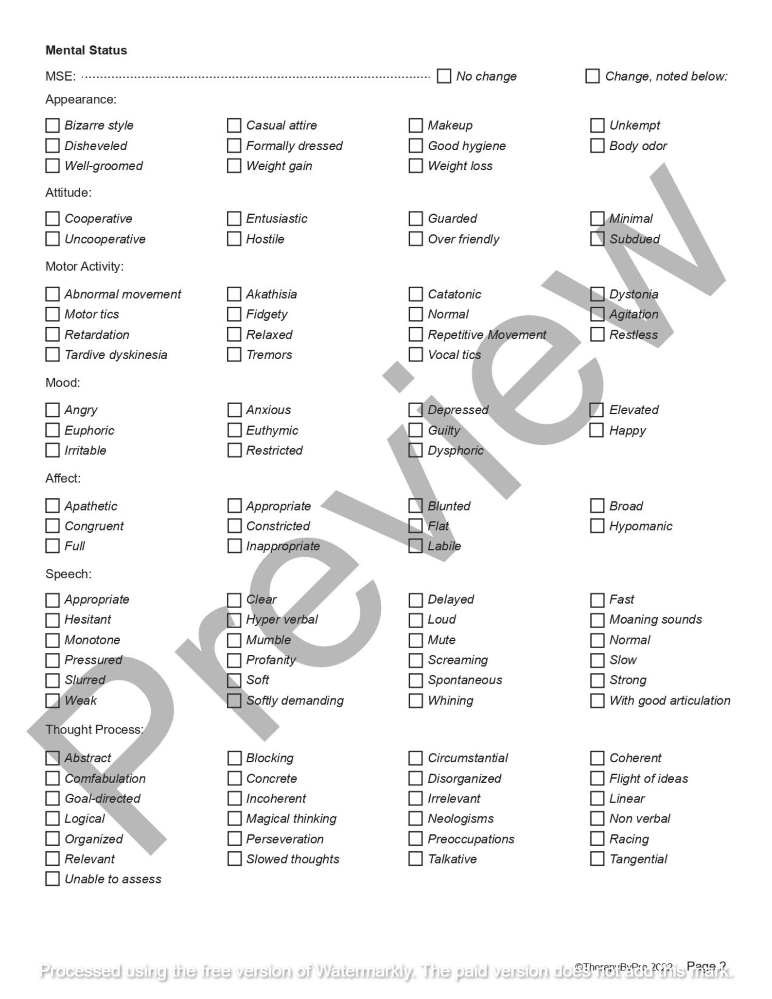 Psychiatric Progress Note | Editable / Fillable PDF Template | for ...