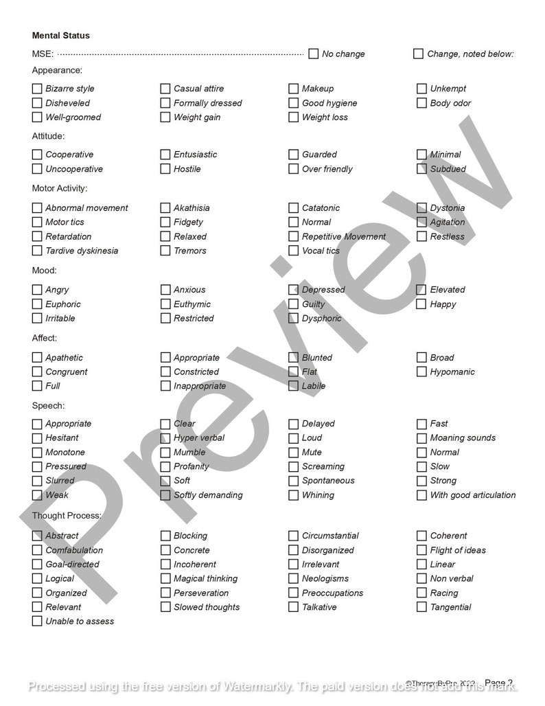 Psychiatric Progress Note | Editable / Fillable PDF Template | for ...