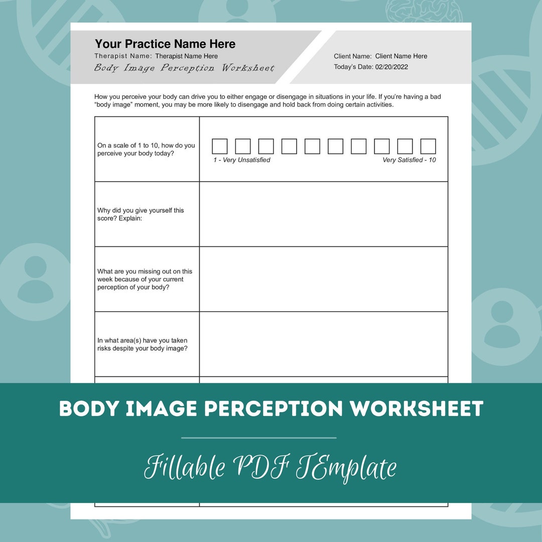 Body Image Perception Worksheet Editable / Fillable PDF Template for ...