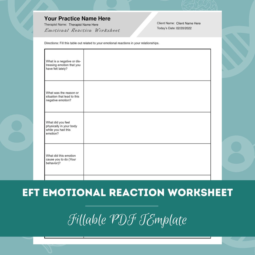 EFT Emotional Reaction Worksheet | Editable / Fillable PDF Template ...