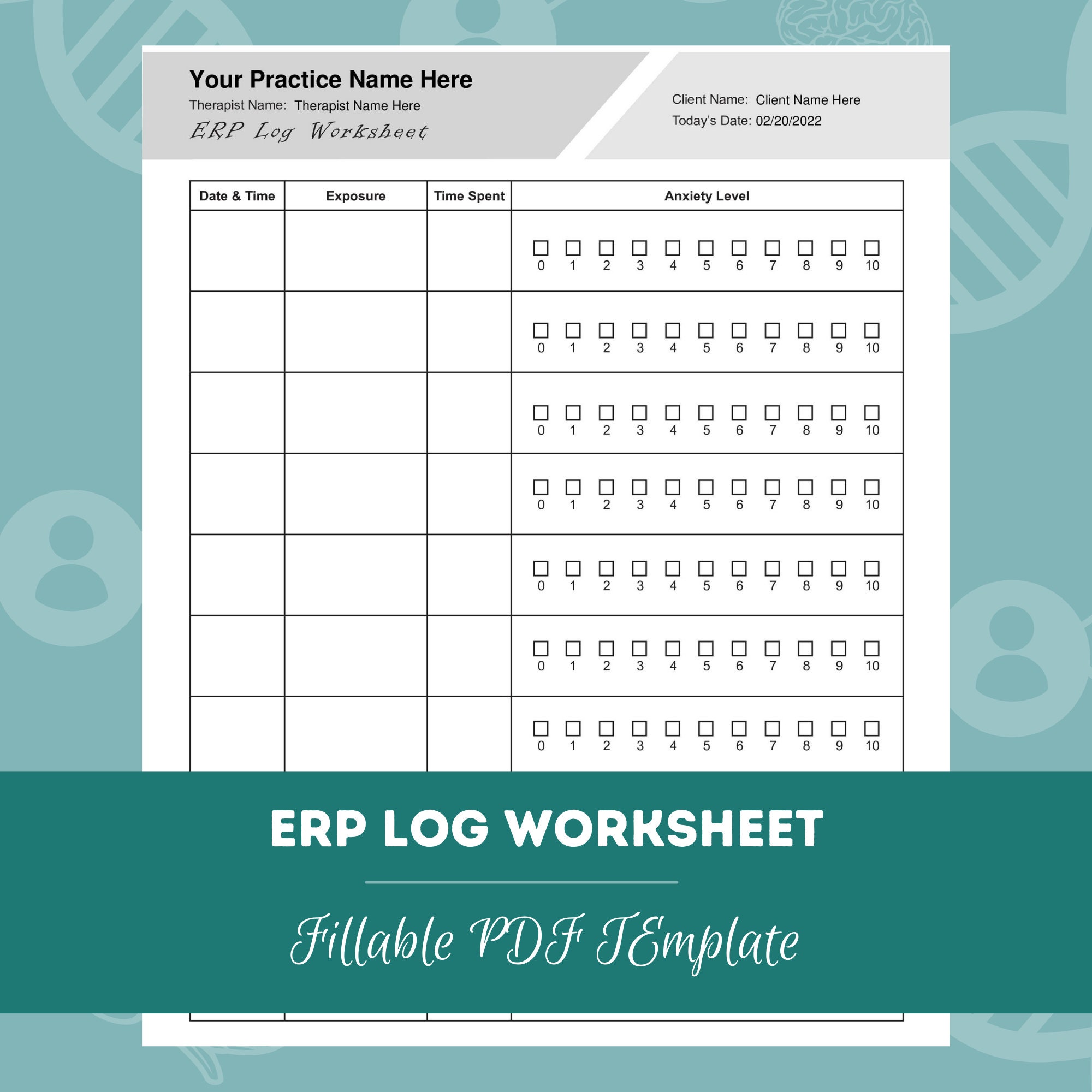 ERP Therapy Worksheets Bundle 18 Editable / Fillable / Printable PDF ...