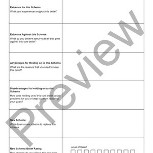 Schema Assessment Worksheet | Editable / Fillable PDF Template | for ...
