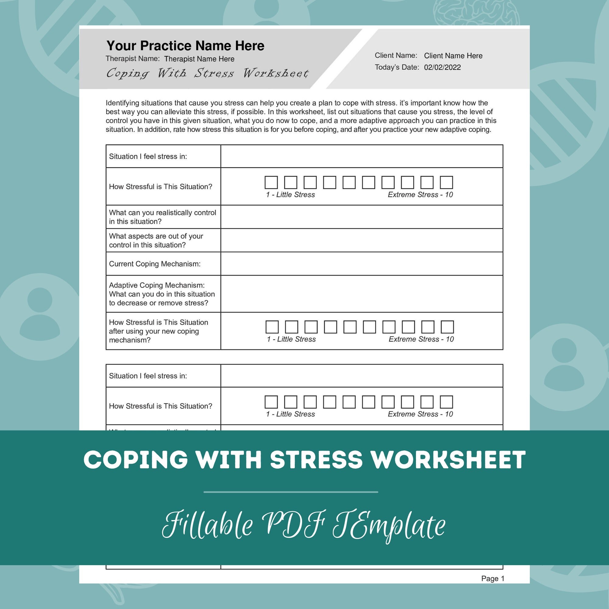 Coping With Stress Worksheets Stress Action Plan Printable Worksheet