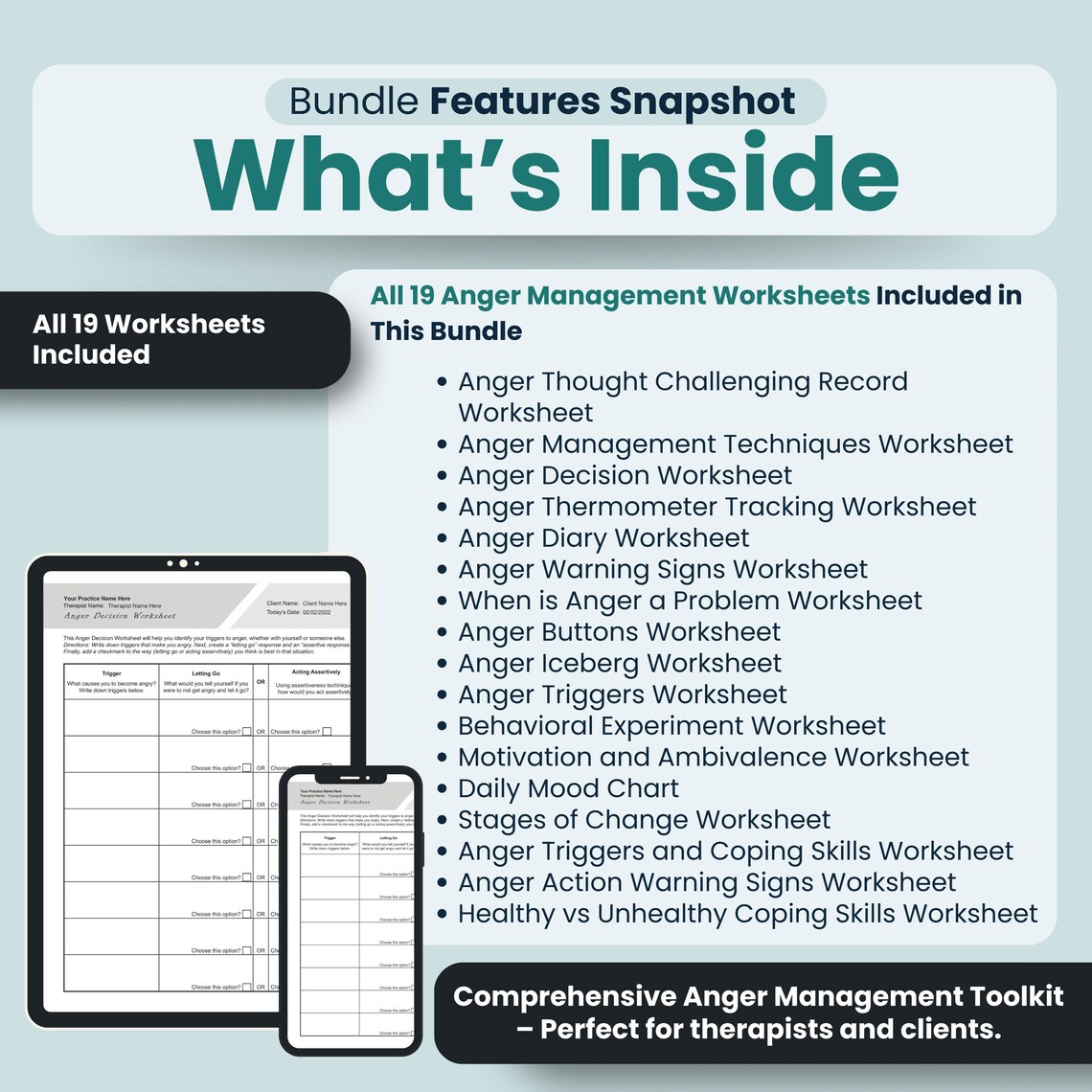 Anger Management Worksheets Bundle, 19 Fillable/printable PDF Templates ...