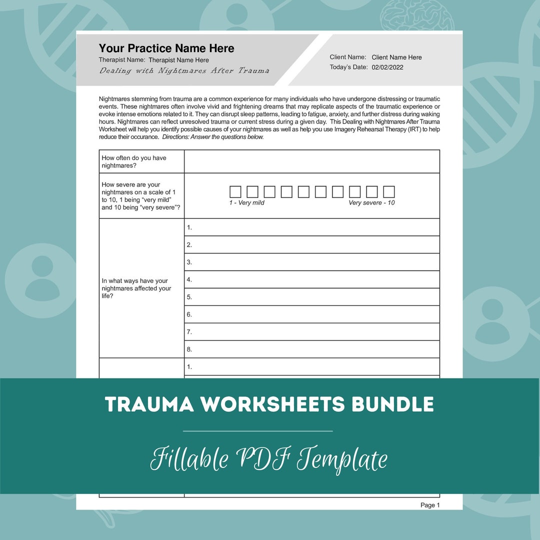 Trauma Worksheets Bundle 21 Fillable/printable PDF Templates, Anxiety ...