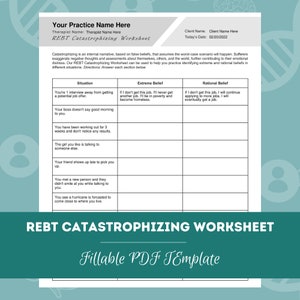 REBT Catastrophizing Worksheet | Editable / Fillable PDF Template | for ...
