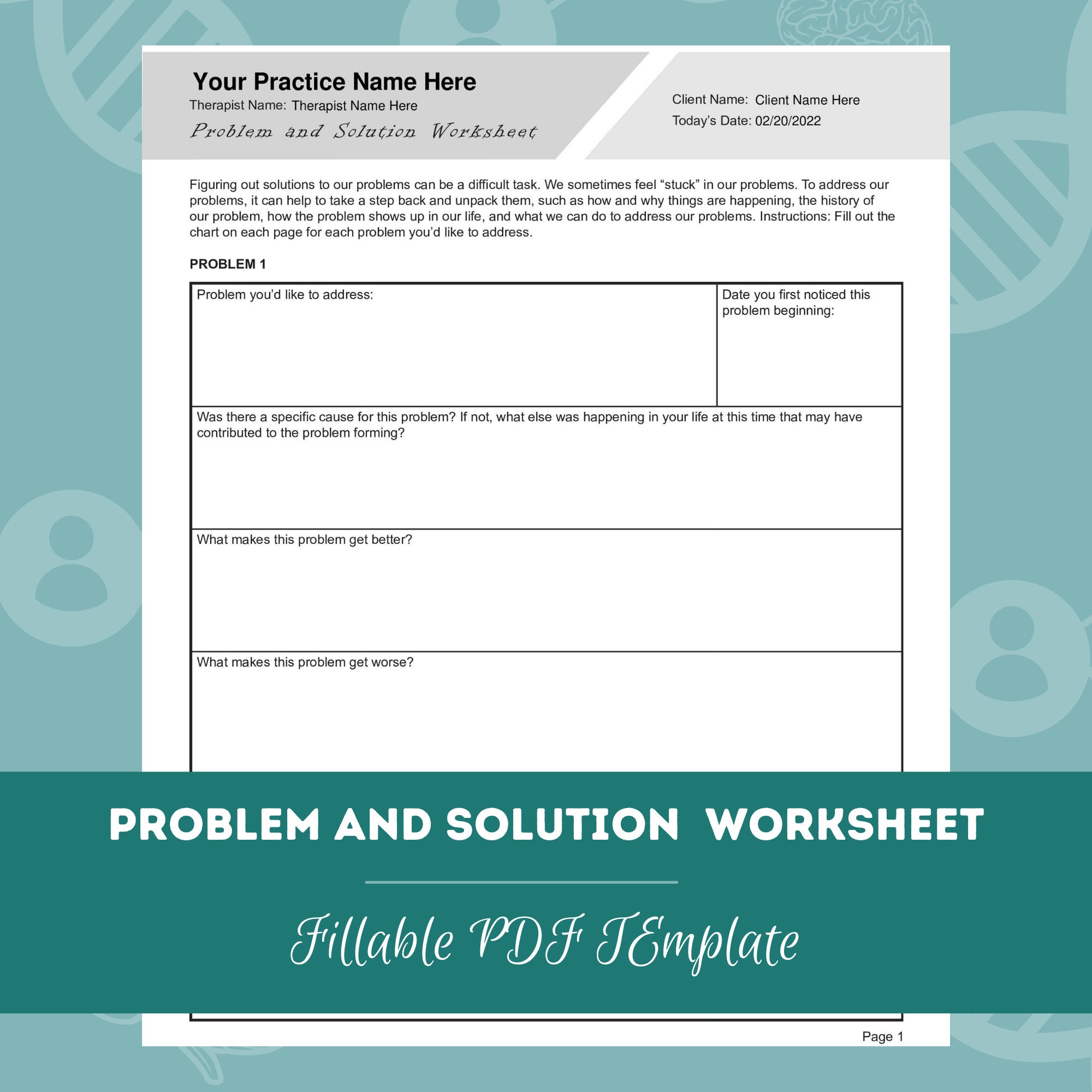 Solution-focused Therapy Worksheets Bundle Editable / Fillable ...