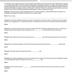 Gestalt Therapy “the Dialogue” Exercise Role-playing Script Worksheet ...
