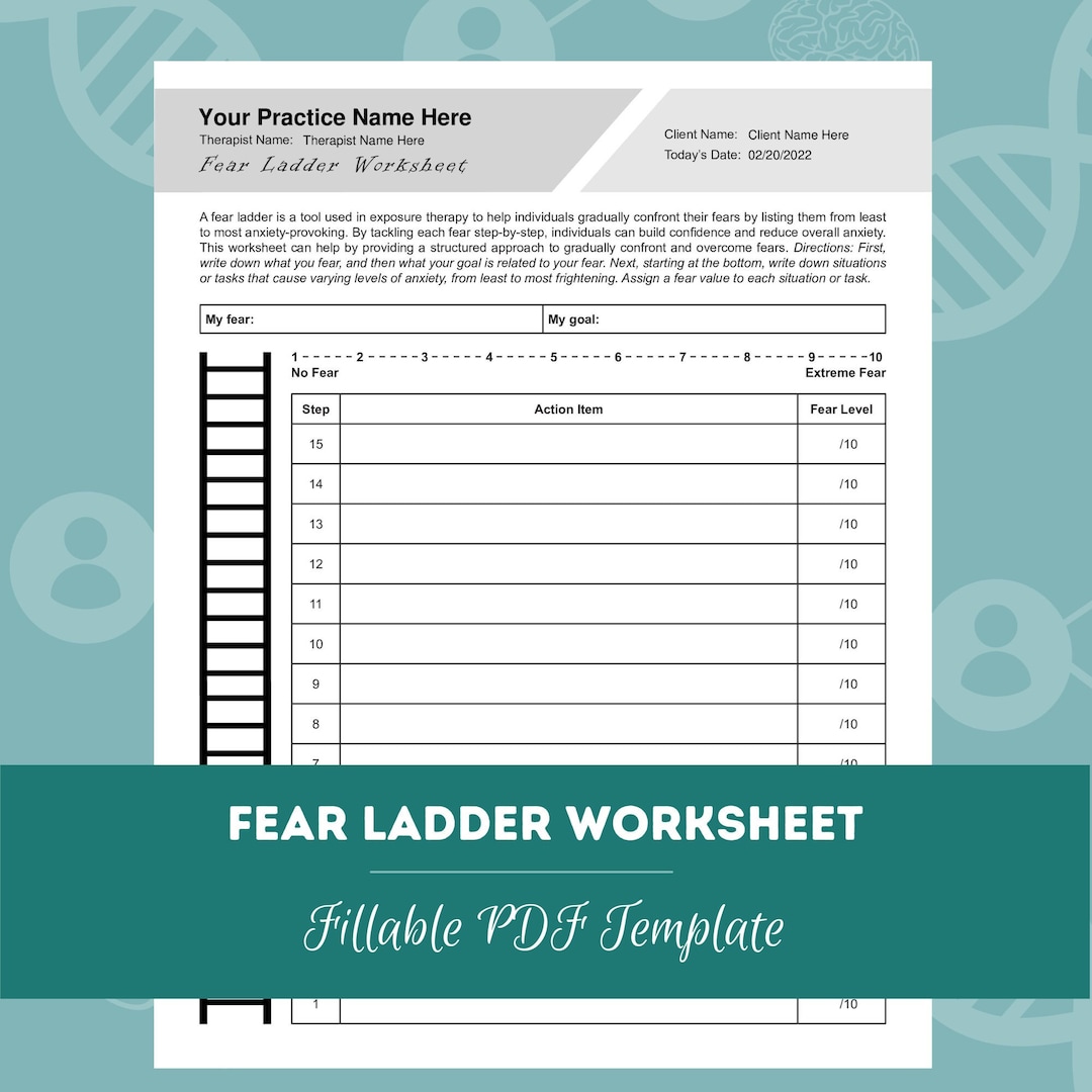 Fear Ladder Worksheet | Editable / Fillable PDF | for Counselors ...