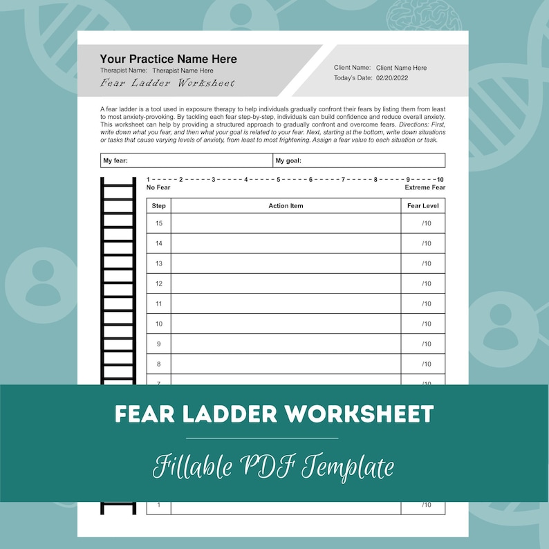 Fear Ladder Worksheet | Editable / Fillable PDF | for Counselors ...