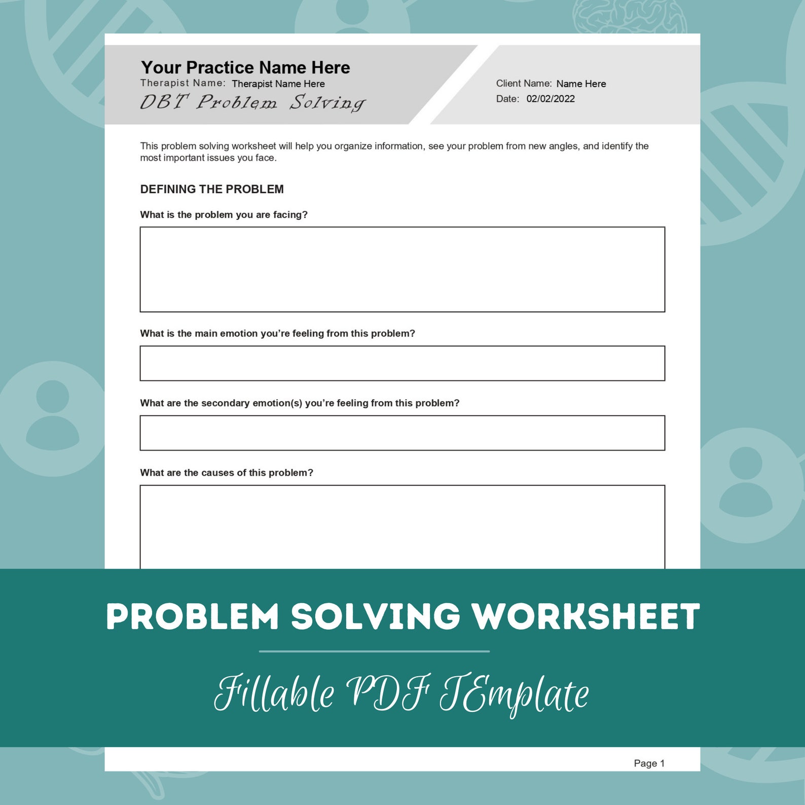 DBT Worksheets Bundle Editable / Fillable / Printable PDF Templates ...