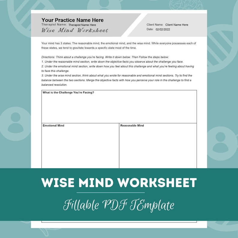 Dialectical Behavior Therapy Worksheets Bundle, 39fillable/printable ...