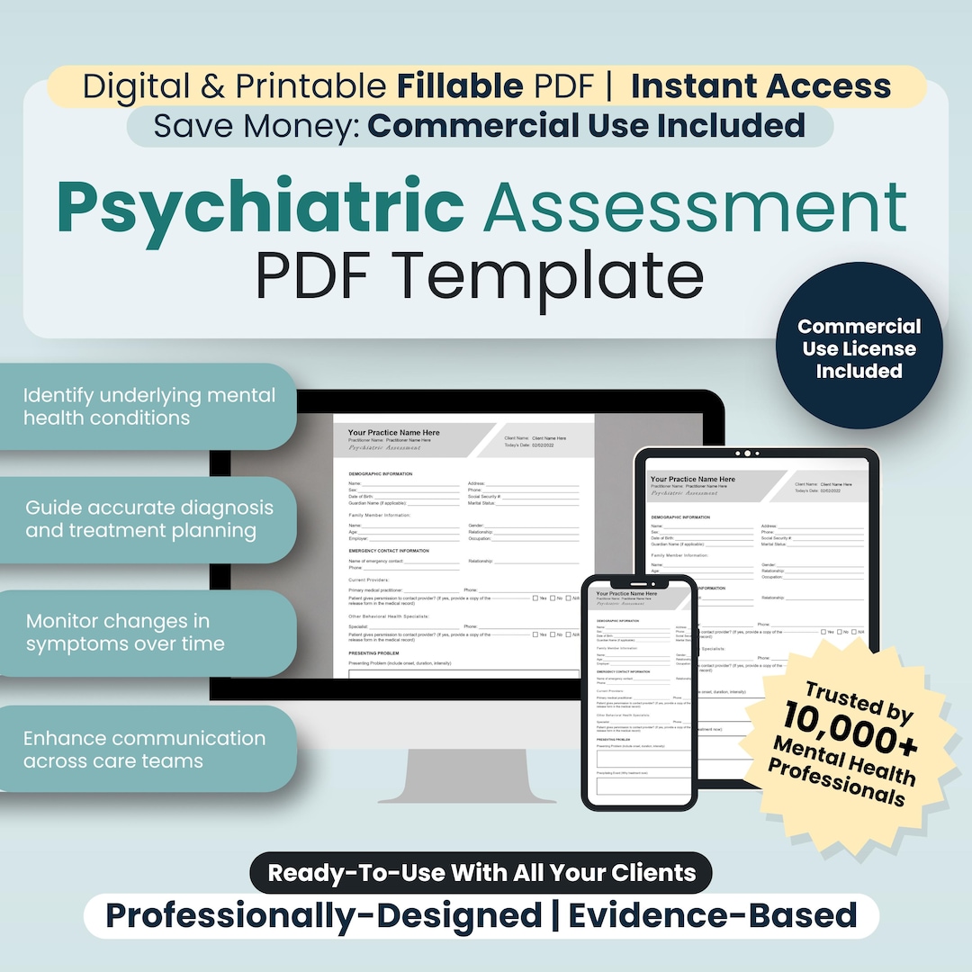 Psychiatric Assessment Template for Psychiatrists, Nurse Practitioners ...