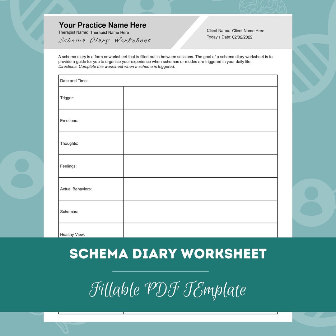 Schema Diary Worksheet | Editable / Fillable PDF Template | for ...