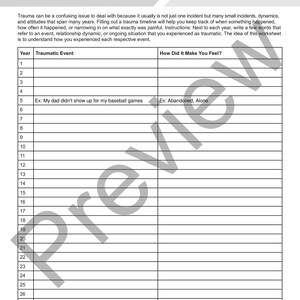 Trauma Timeline Therapy Worksheet | Editable / Fillable PDF Template ...