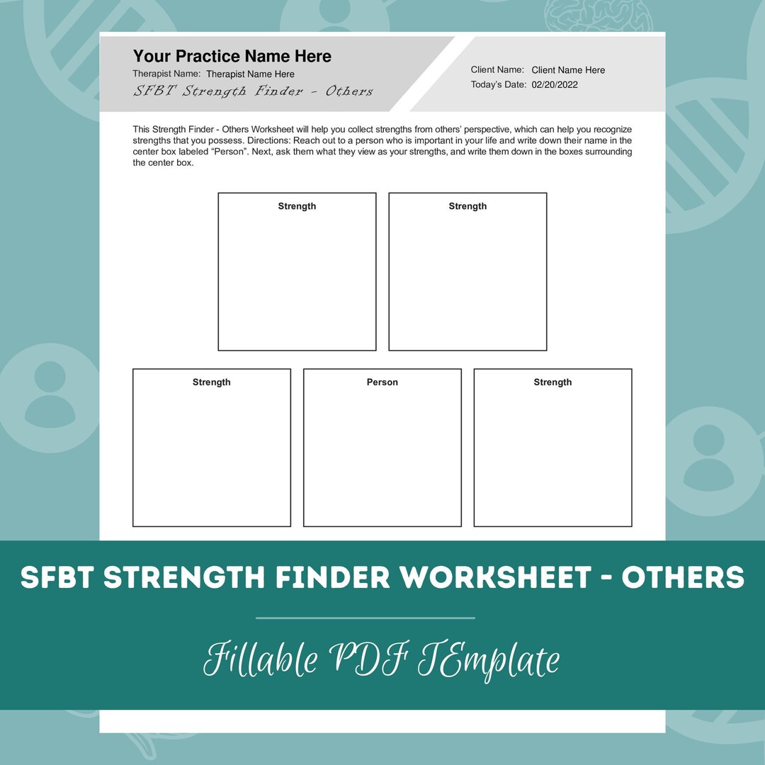 SFBT Strength Finder Worksheet - Others | Editable / Fillable PDF ...