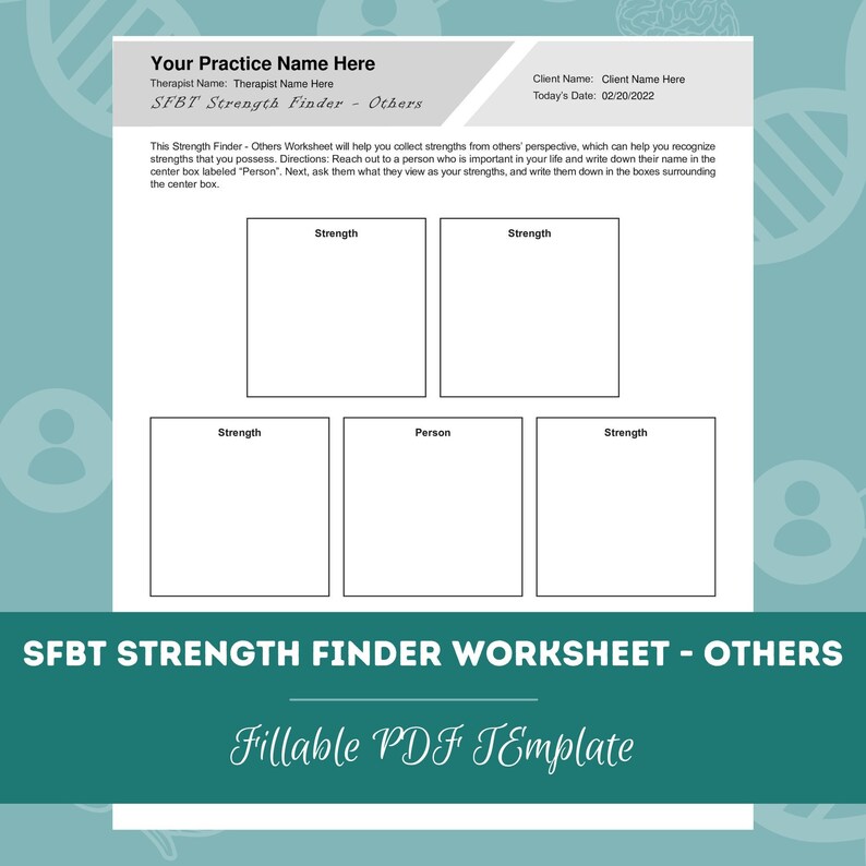 SFBT Strength Finder Worksheet - Others | Editable / Fillable PDF ...