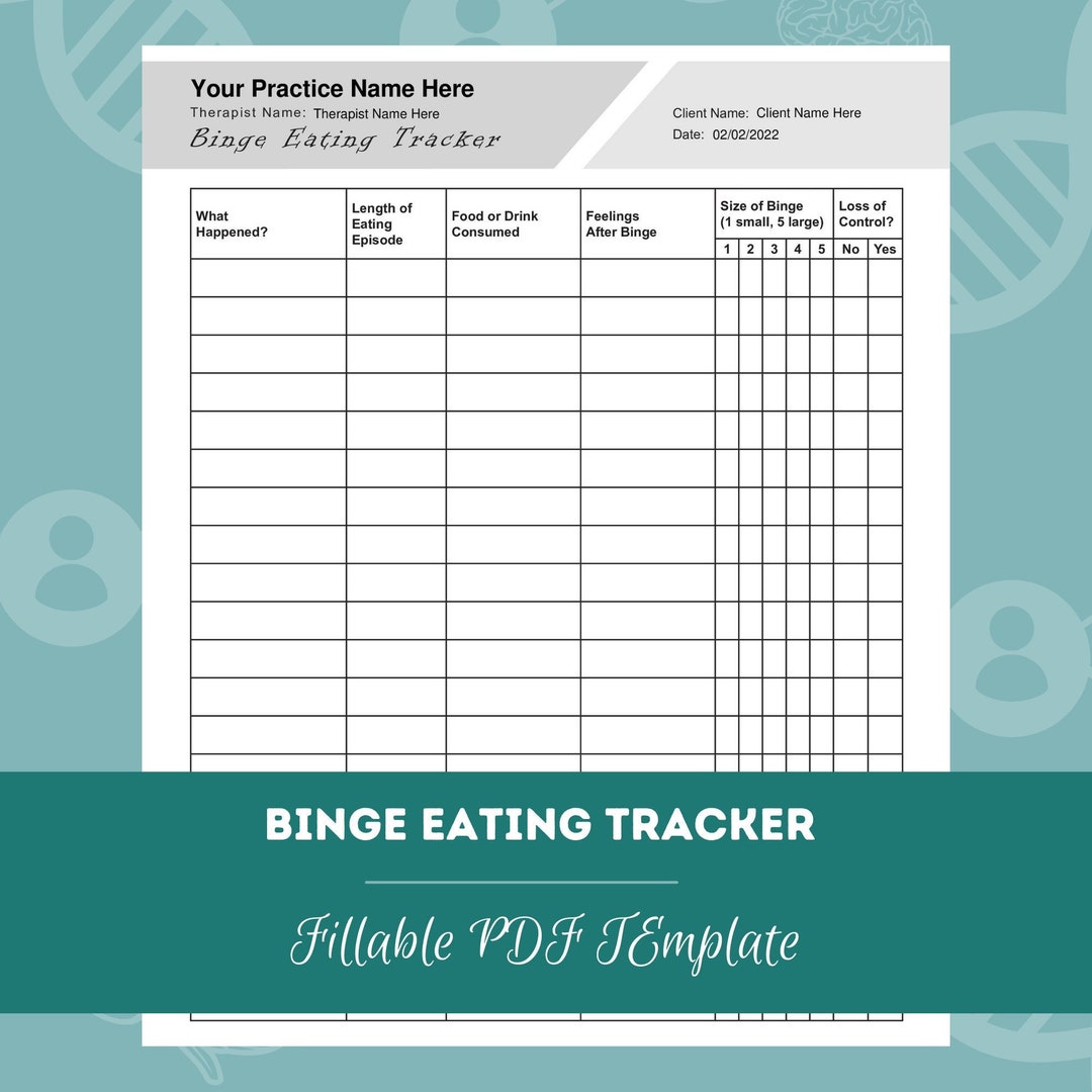 Binge Eating Tracker | Editable / Fillable PDF Template | for ...