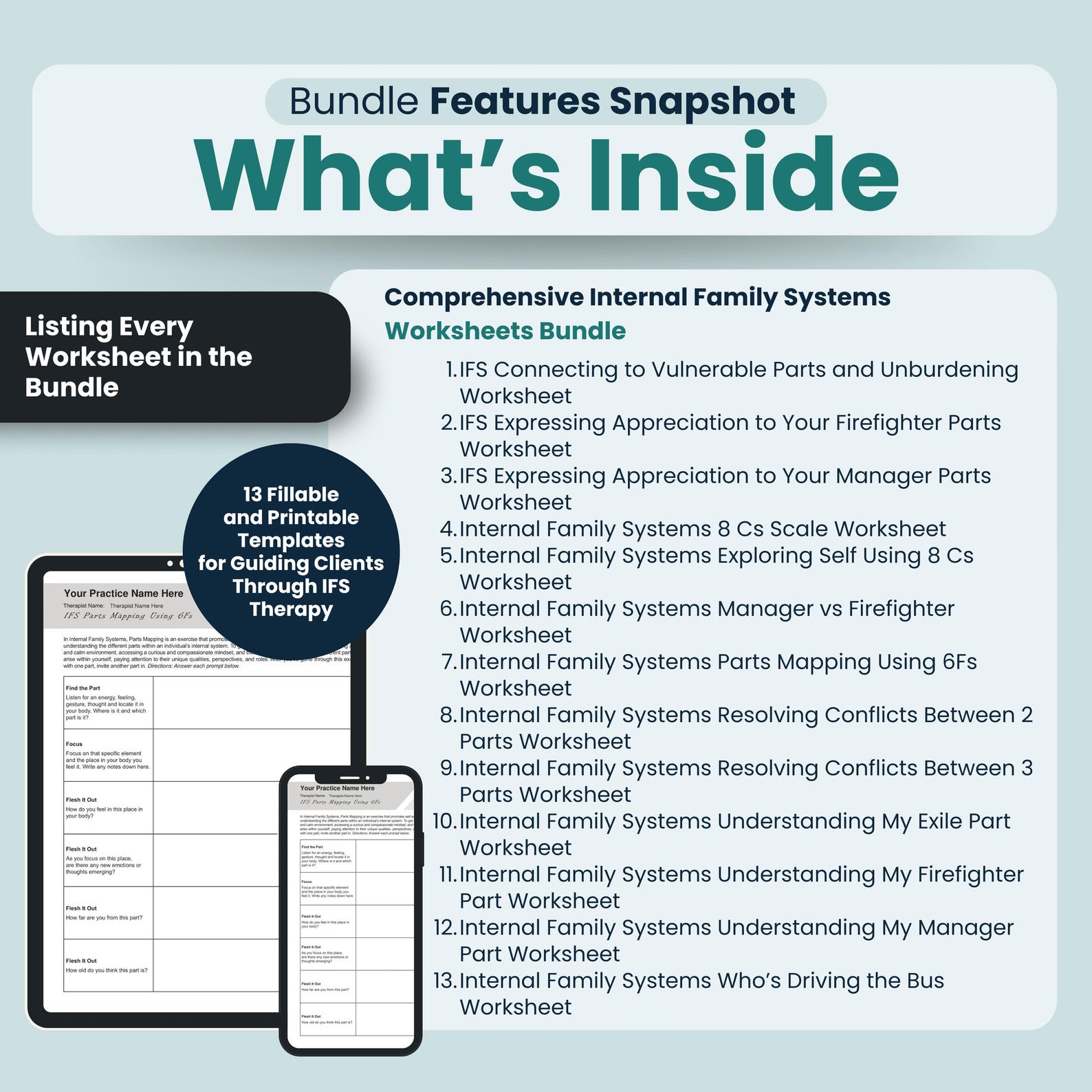 Internal Family Systems Worksheets Bundle, 13 Fillable/printable PDF ...