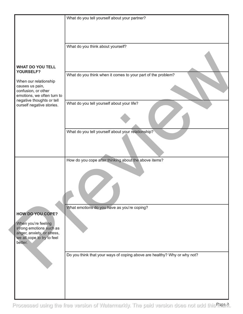 EFT Cycle Questions Worksheet | Editable / Fillable PDF Template | for ...