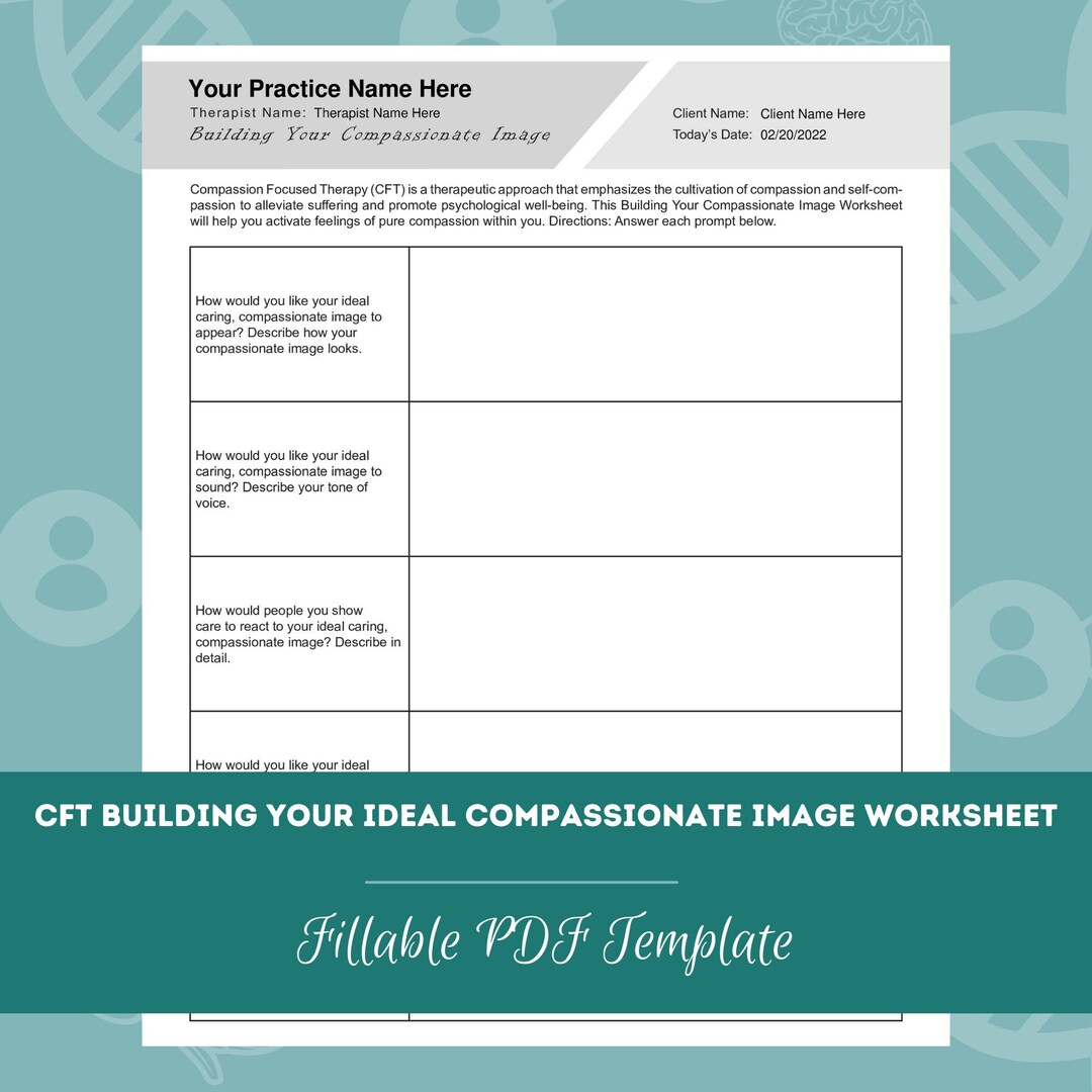 CFT Building Your Ideal Compassionate Image Worksheet | Editable ...