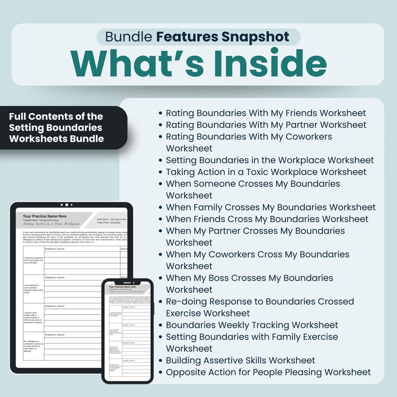 Setting Boundaries Worksheets Bundle | Fillable / Printable PDF ...