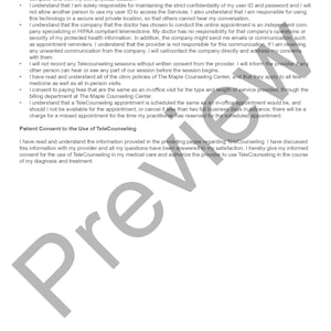 Teletherapy Consent Form | Editable / Fillable PDF Template | for ...