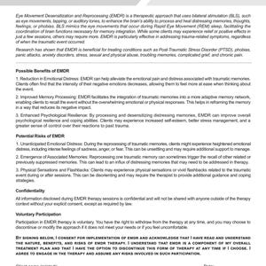 EMDR Informed Consent Form | Fillable PDF | Counselors, Psychologists ...