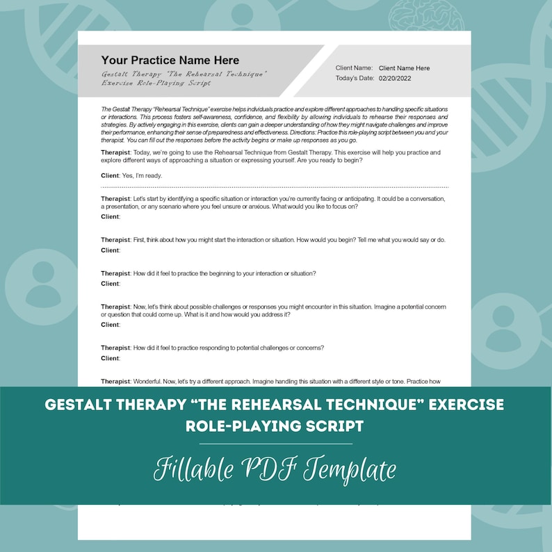 Gestalt Therapy the Rehearsal Technique Exercise Role-playing Script ...