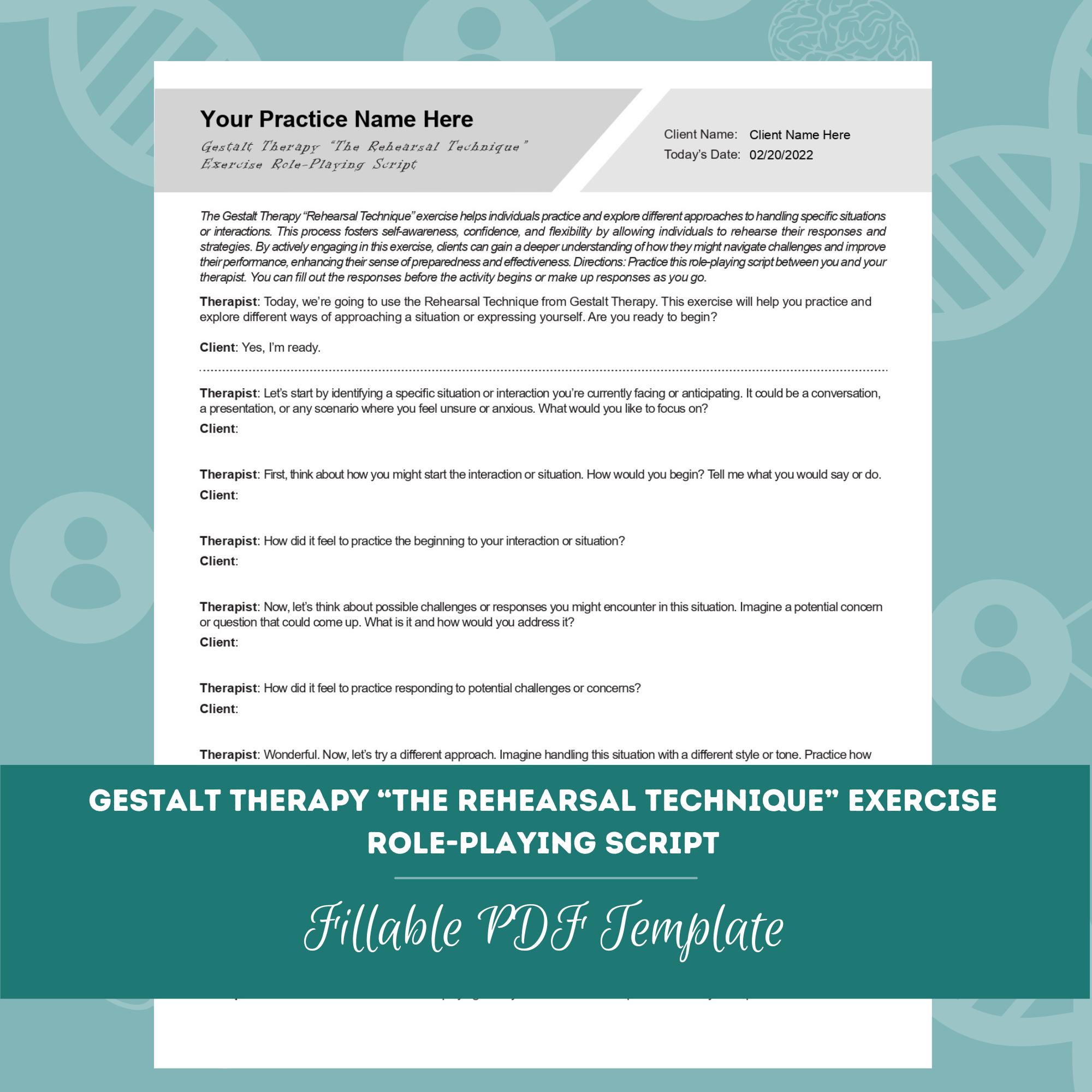 Gestalt Therapy “the Rehearsal Technique” Exercise Role-playing Script ...