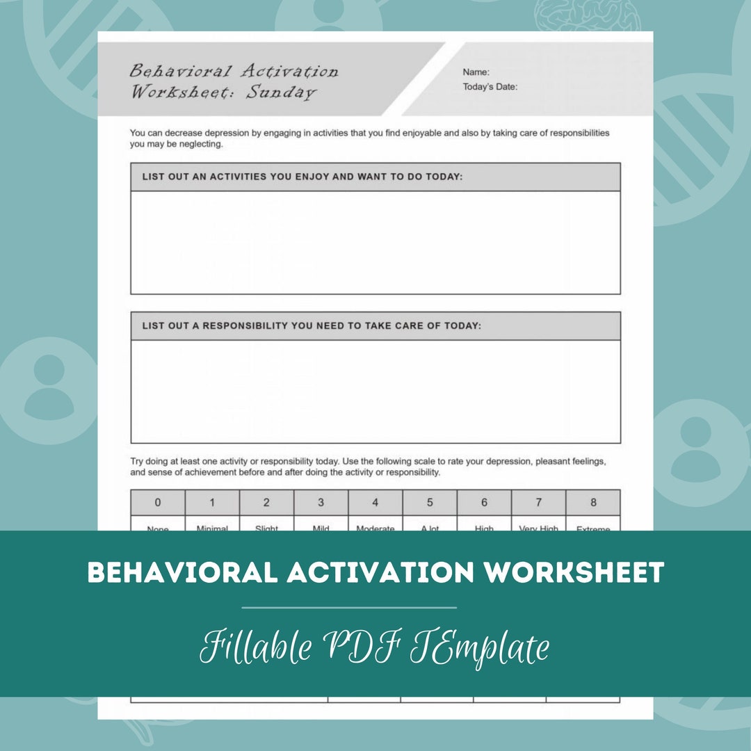 Behavioral Activation Worksheet Therapy Template | Editable / Fillable ...