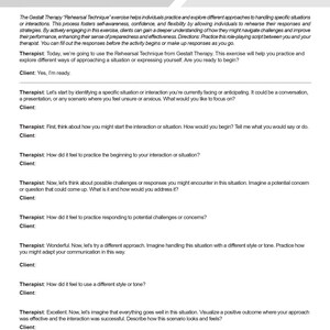 Gestalt Therapy “the Rehearsal Technique” Exercise Role-playing Script ...