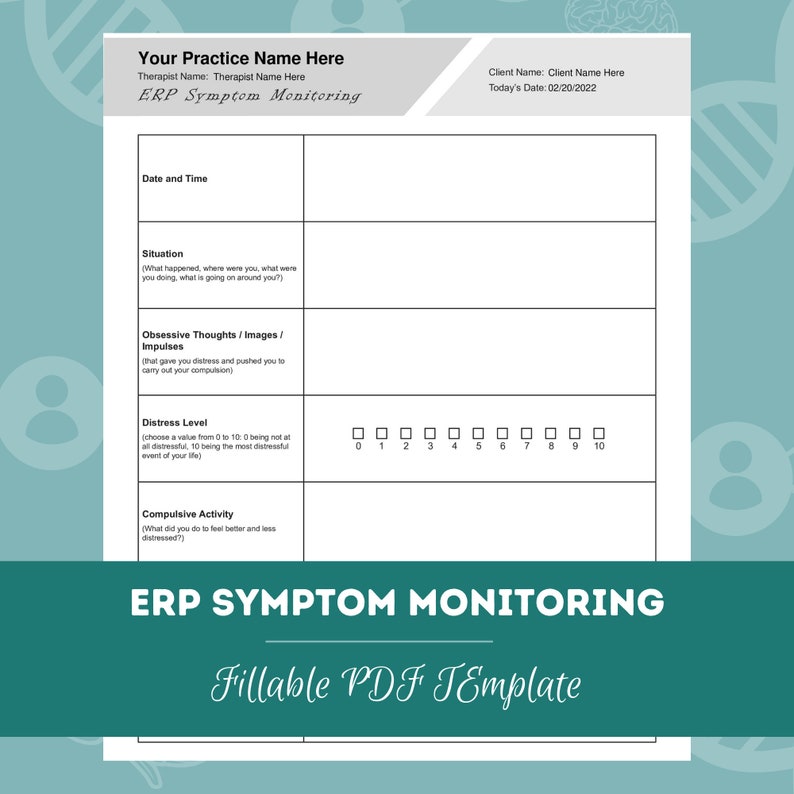ERP Therapy Worksheets Bundle Editable / Fillable / Printable PDF ...