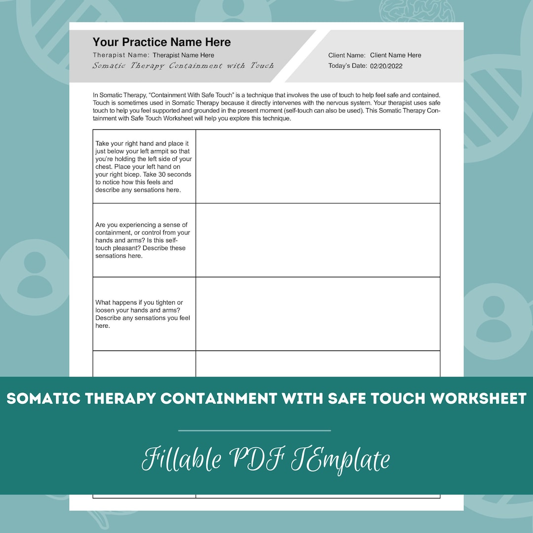 Somatic Therapy Containment With Safe Touch Worksheet | Editable ...