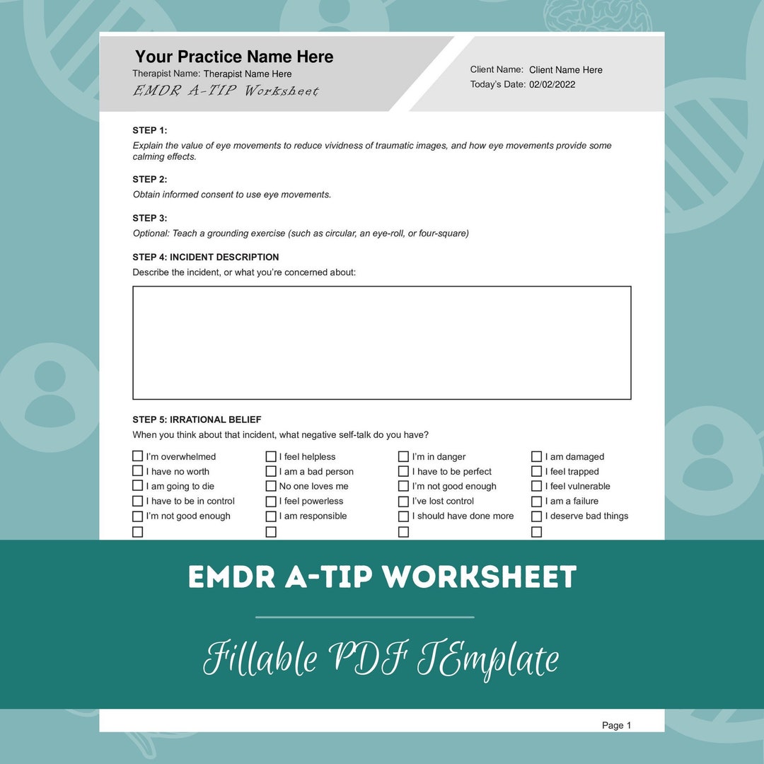EMDR A-TIP Worksheet | Editable / Fillable PDF Template | for ...