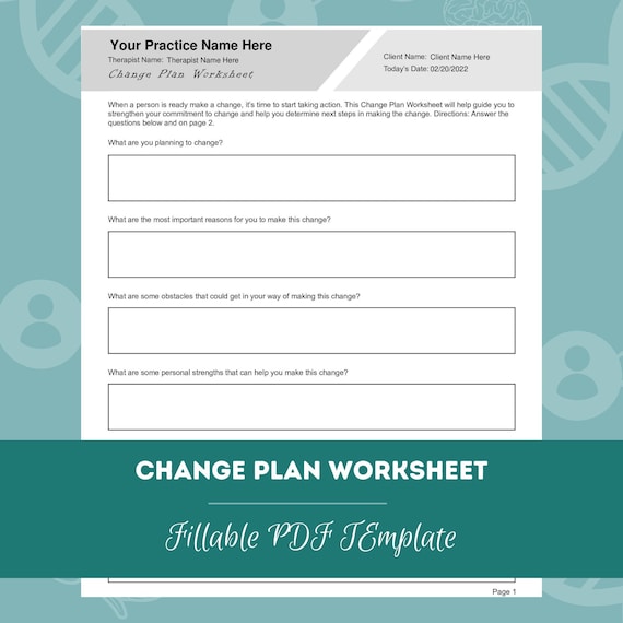 Change Plan Worksheet Editable / Fillable PDF Template for - Etsy