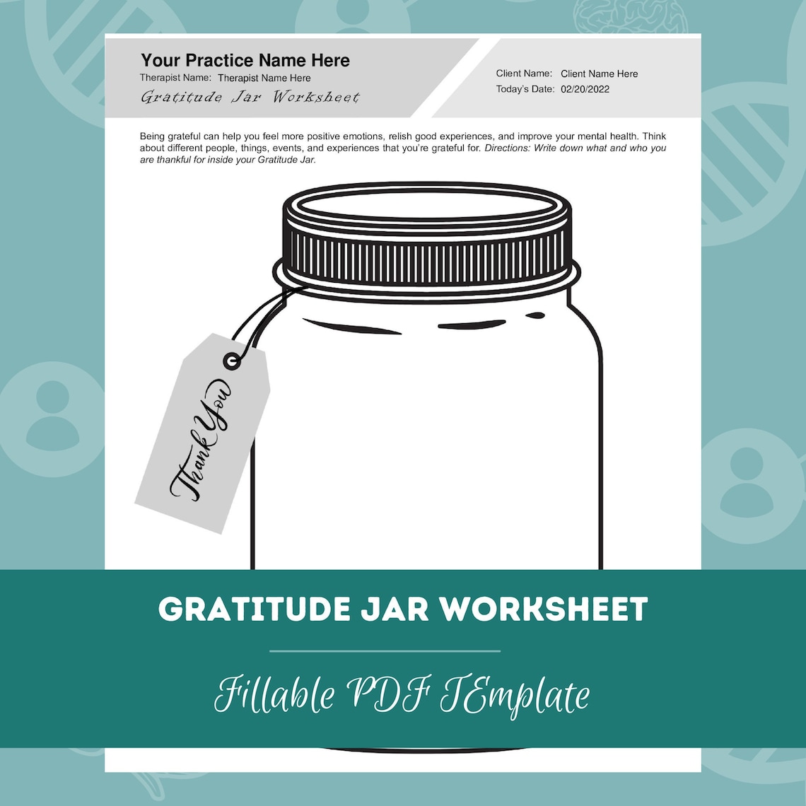 Gratitude Jar Worksheet | Editable / Fillable PDF Template | for ...