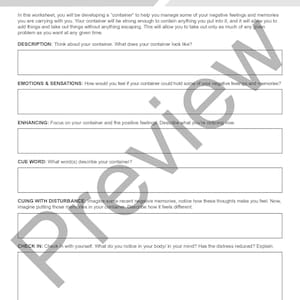 EMDR Container Worksheet | Editable / Fillable PDF Template | for ...