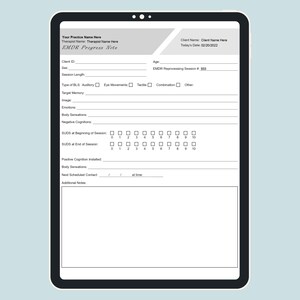 EMDR Progress Note | Editable / Fillable PDF Template | for Counselors ...