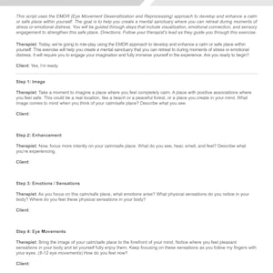 EMDR Creating a Safe Place Script Worksheet | Fillable PDF | Counselors ...