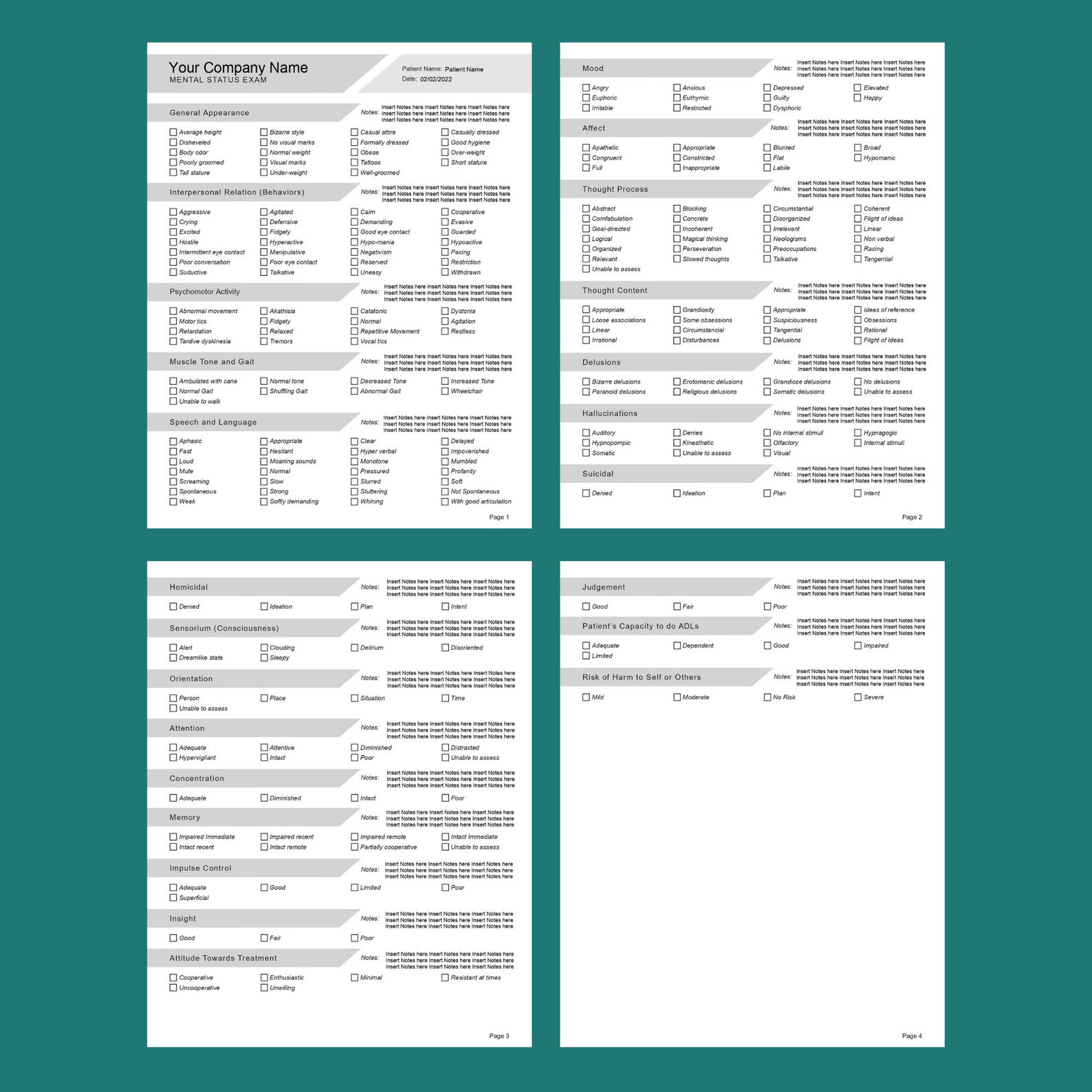Mental Status Exam Template, Mental Health Counseling PDF, Fillable ...