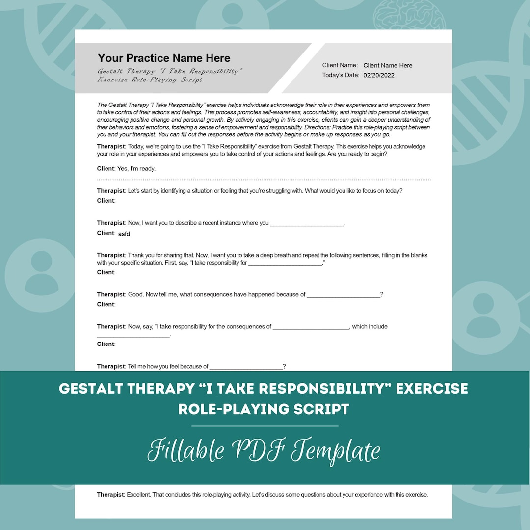 Gestalt Therapy “I Take Responsibility” Exercise Role-playing Script ...