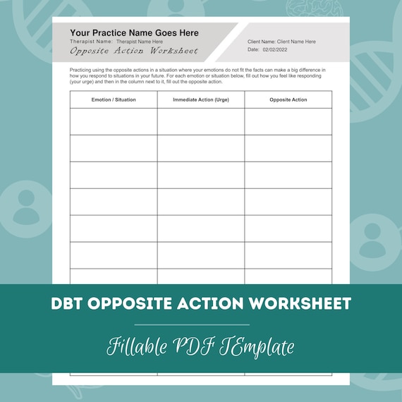 DBT Opposite Action Worksheet Editable / Fillable PDF - Etsy