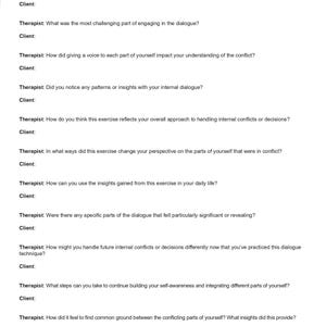 Gestalt Therapy “the Dialogue” Exercise Role-playing Script Worksheet ...