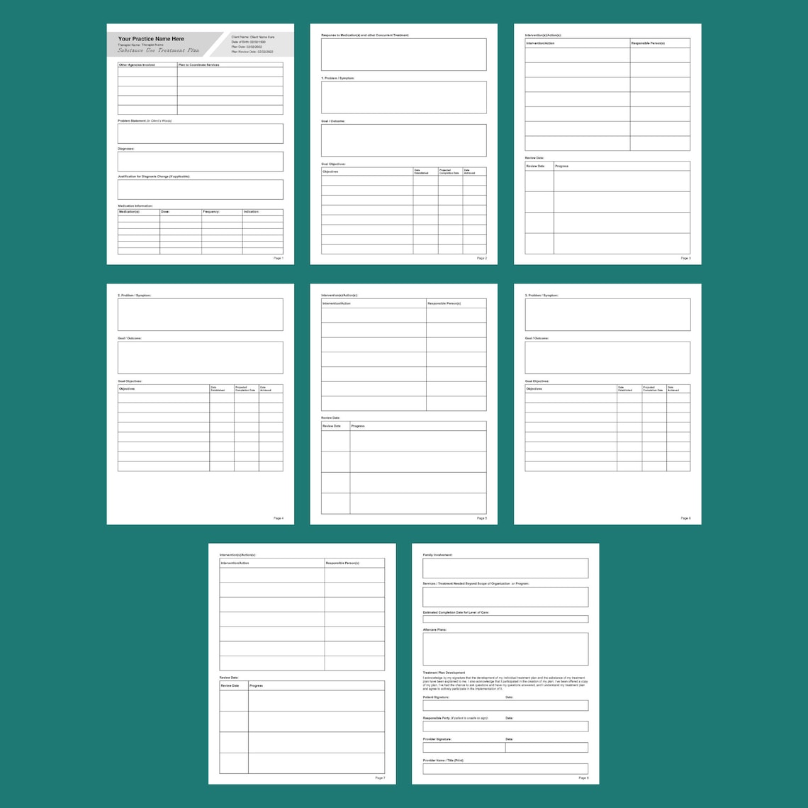 Substance Abuse Treatment Plan | Editable / Fillable / Printable PDF ...