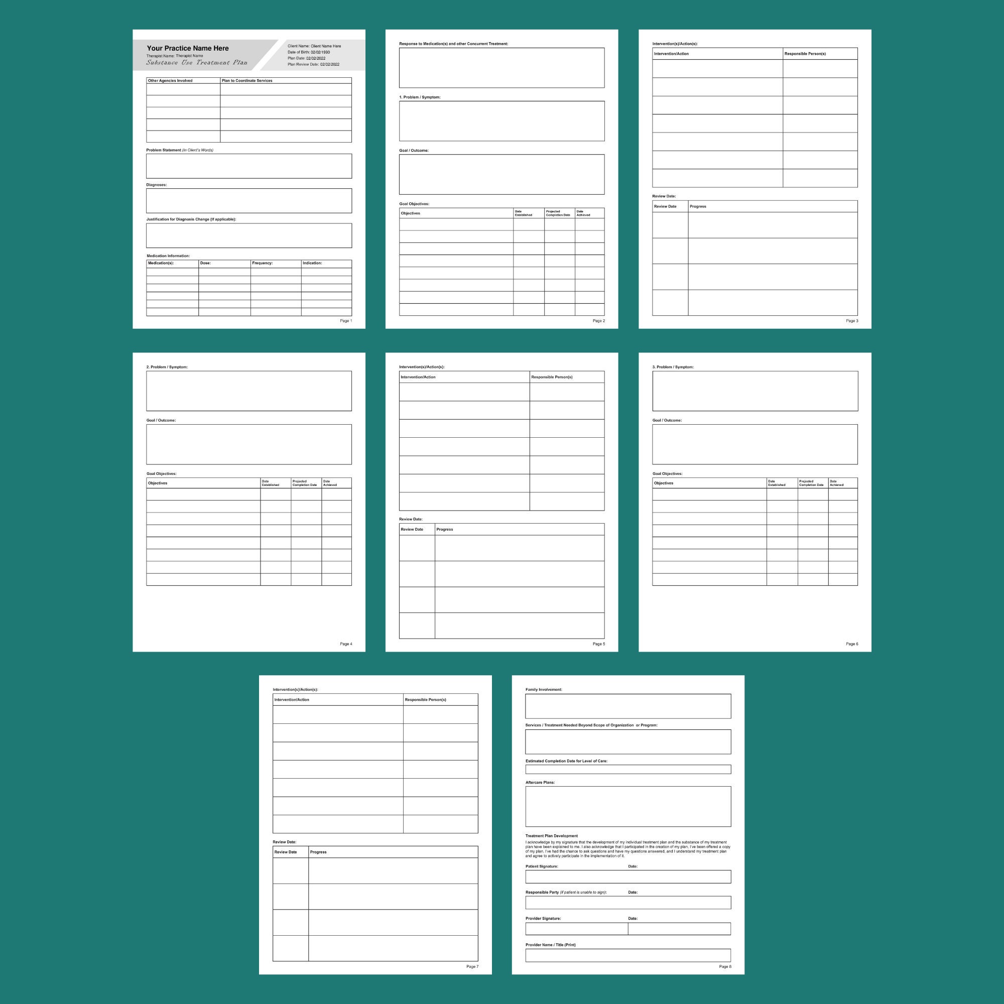 Substance Abuse Treatment Plan | Editable / Fillable / Printable PDF ...