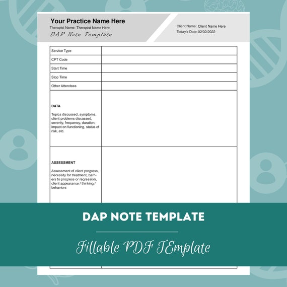 DAP Note Template Editable / Fillable PDF Template for - Etsy